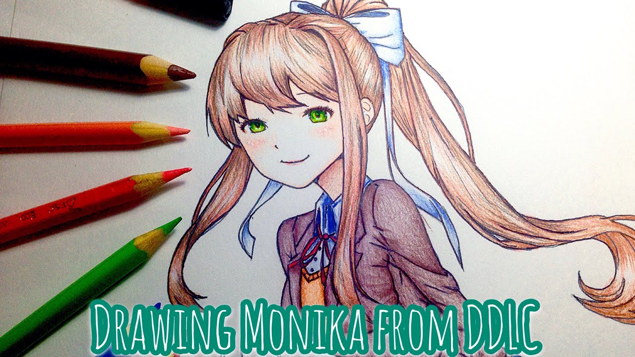 Drawing Monika from Doki Doki Literature Club (Speed Art) - YouTube