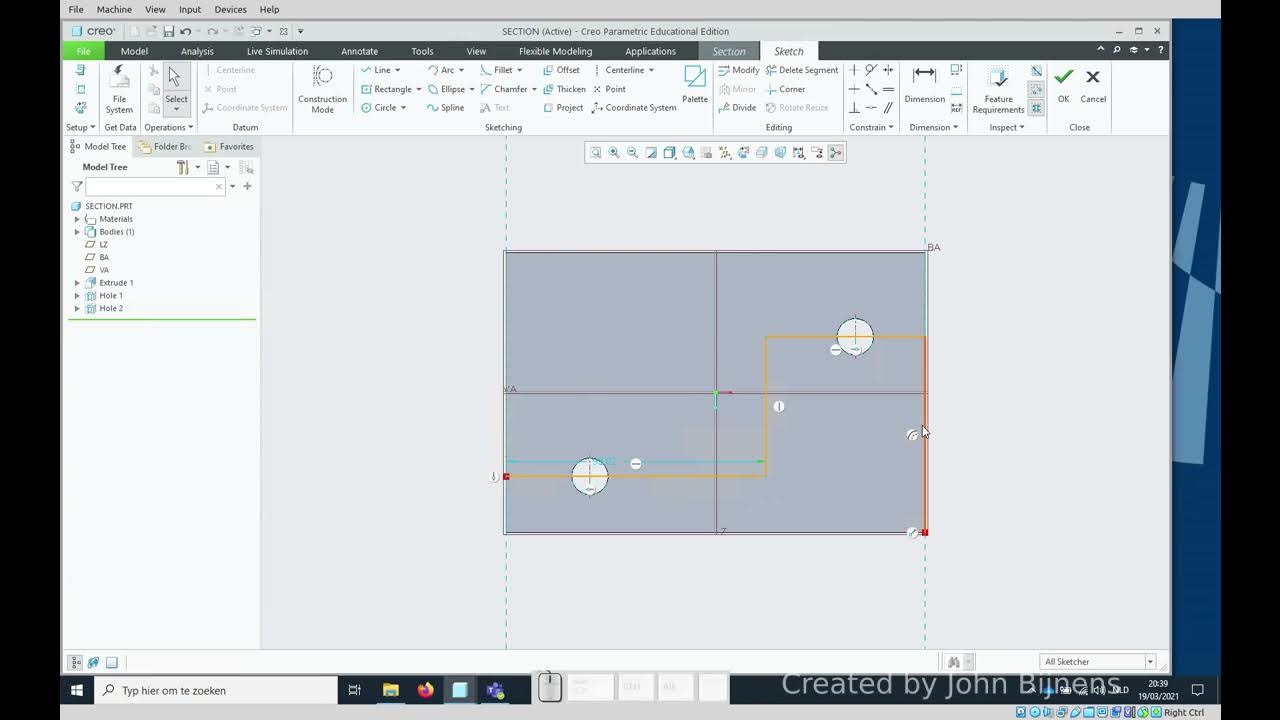 PTC Creo 7: Drawing - creating an offset section - YouTube