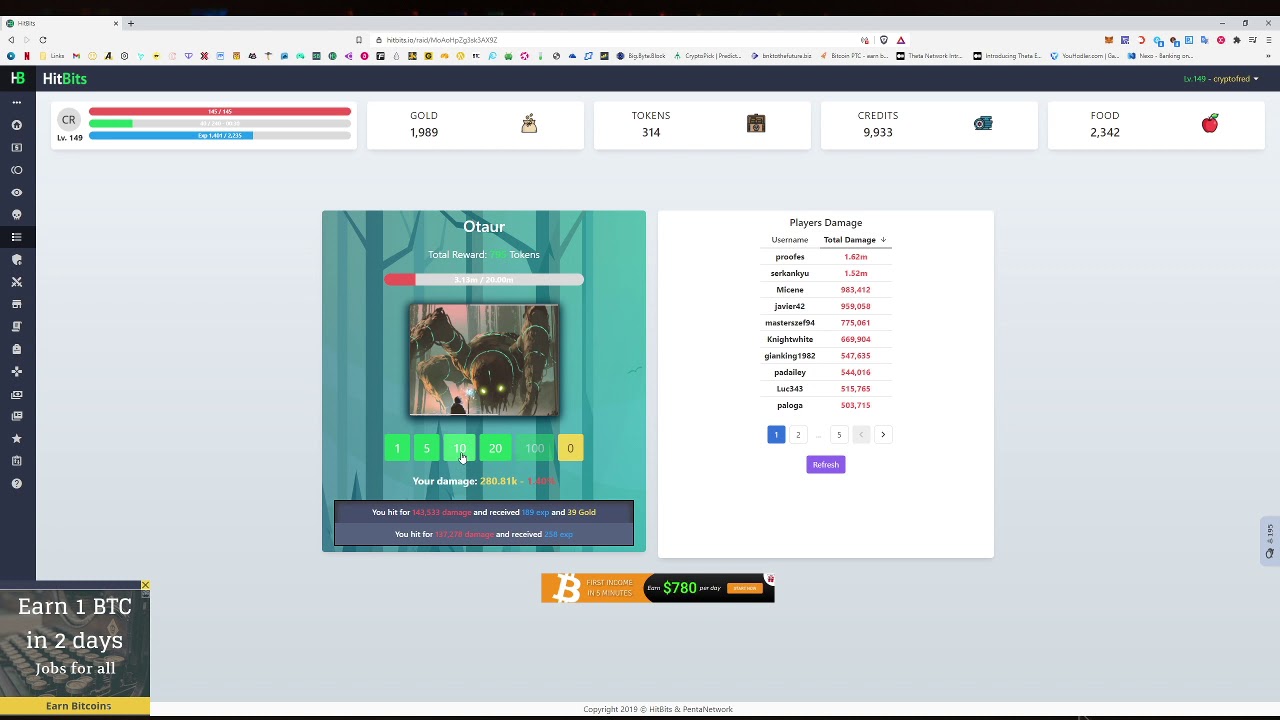 HitBits - Faucet à Bitcoin en mode RPG - YouTube