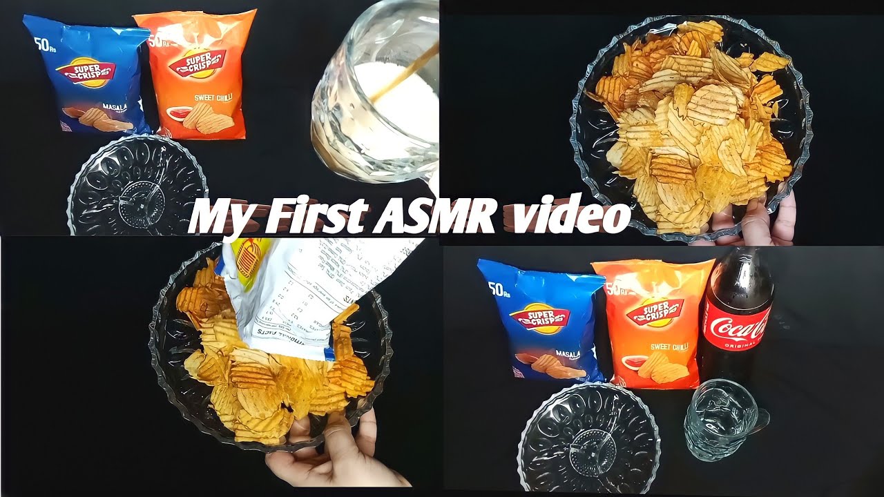 ASMR eating crispy chips with coca cola|My First ASMR video - YouTube