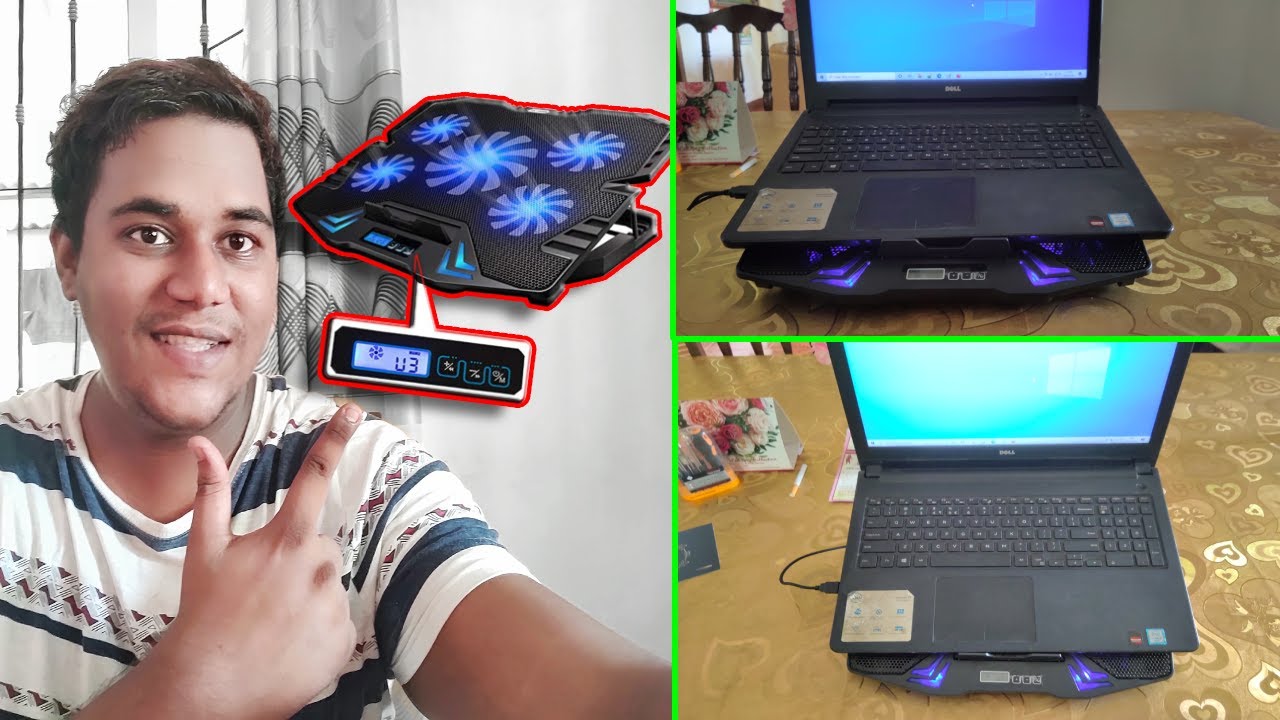 TopMate C5 Gaming Laptop Cooler Cooling Pad, 5 Fans and LCD Screen ...