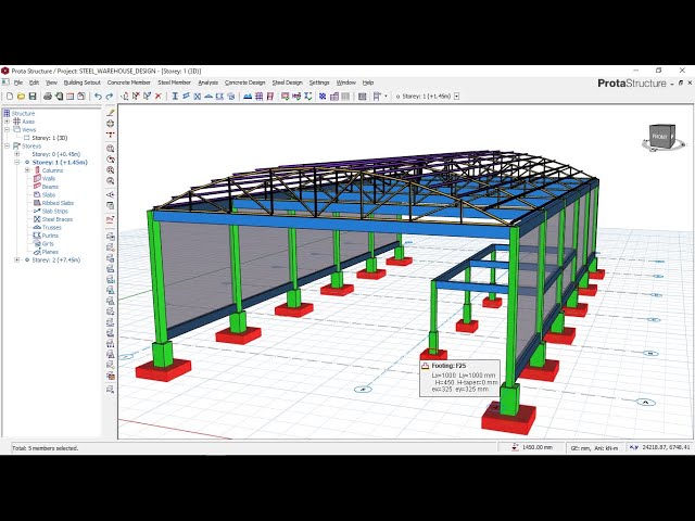 Portal Of A Structural Foundation Drawings And Frame Isometric View Of