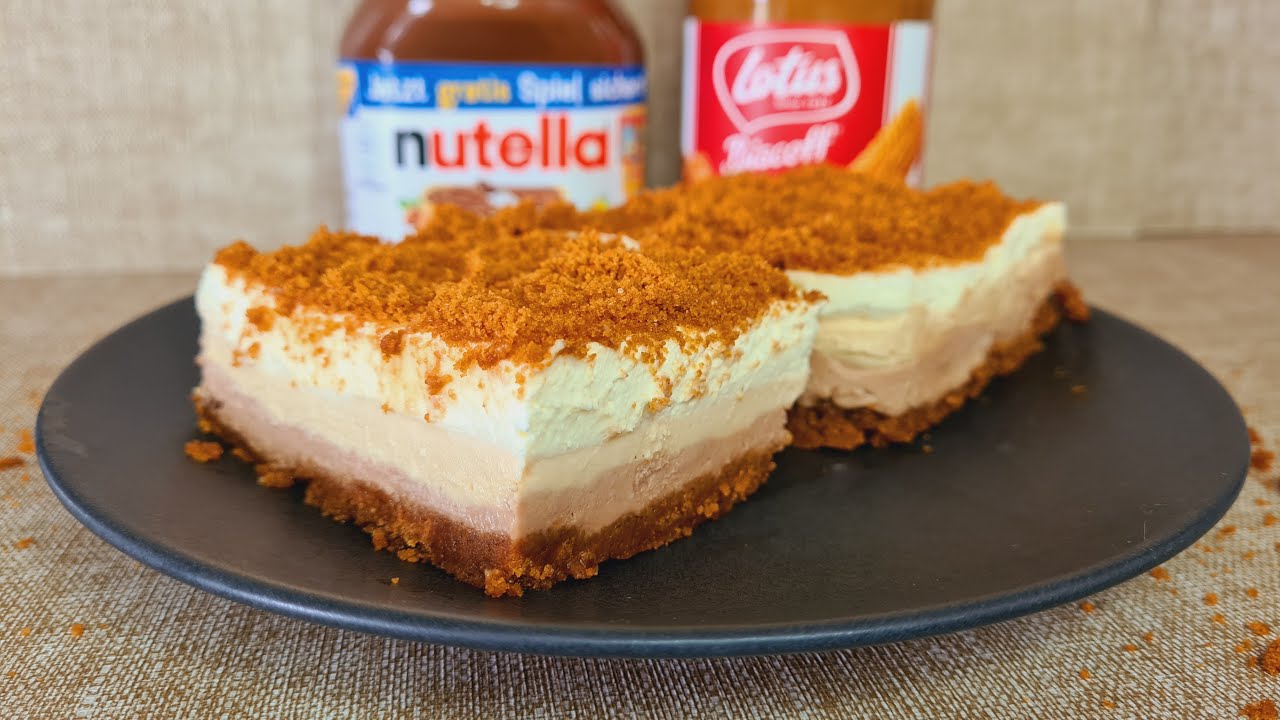Nutella-Lotus Cheesecake | No Bake Cheesecake | Schneller Käsekuchen ...