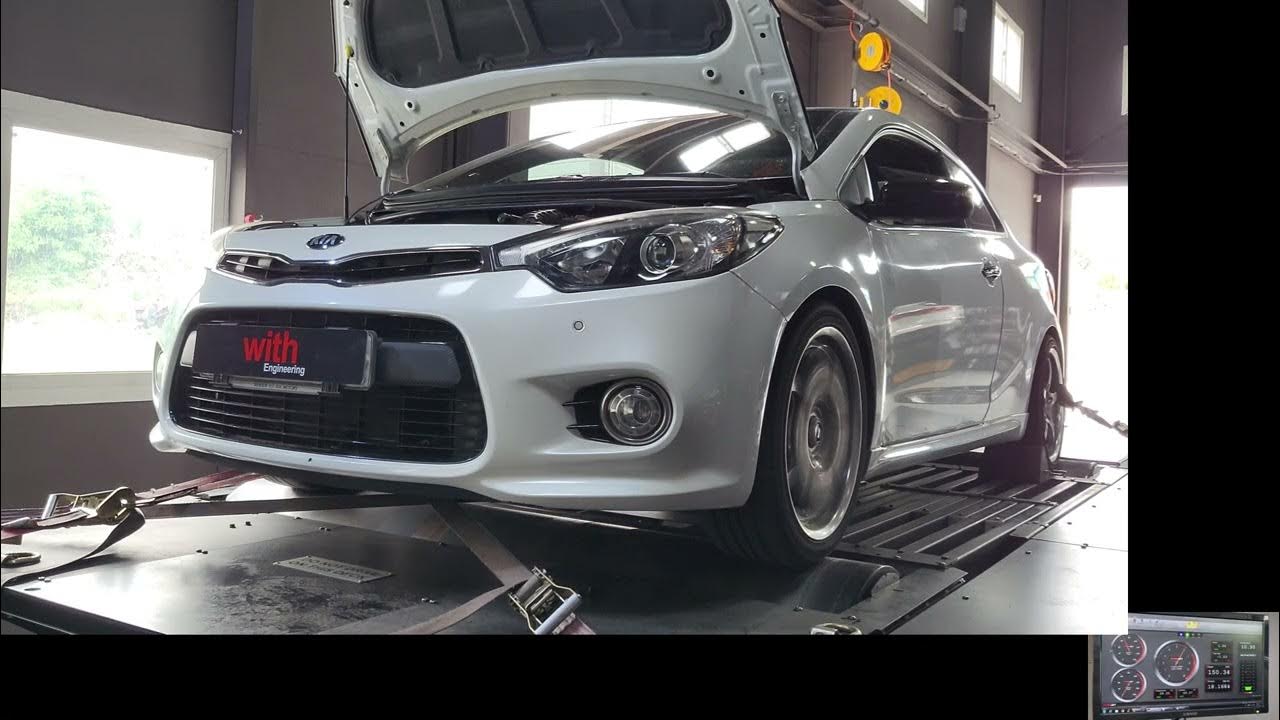 기아 K3 쿱 1.6T-GDI A/T ECU맵핑(ECU튜닝) 위드 엔지니어링 다이노젯 섀시 다이나모 휠 마력 210마력 토크는 30kg.m으로 튜닝하였습니다. - YouTube