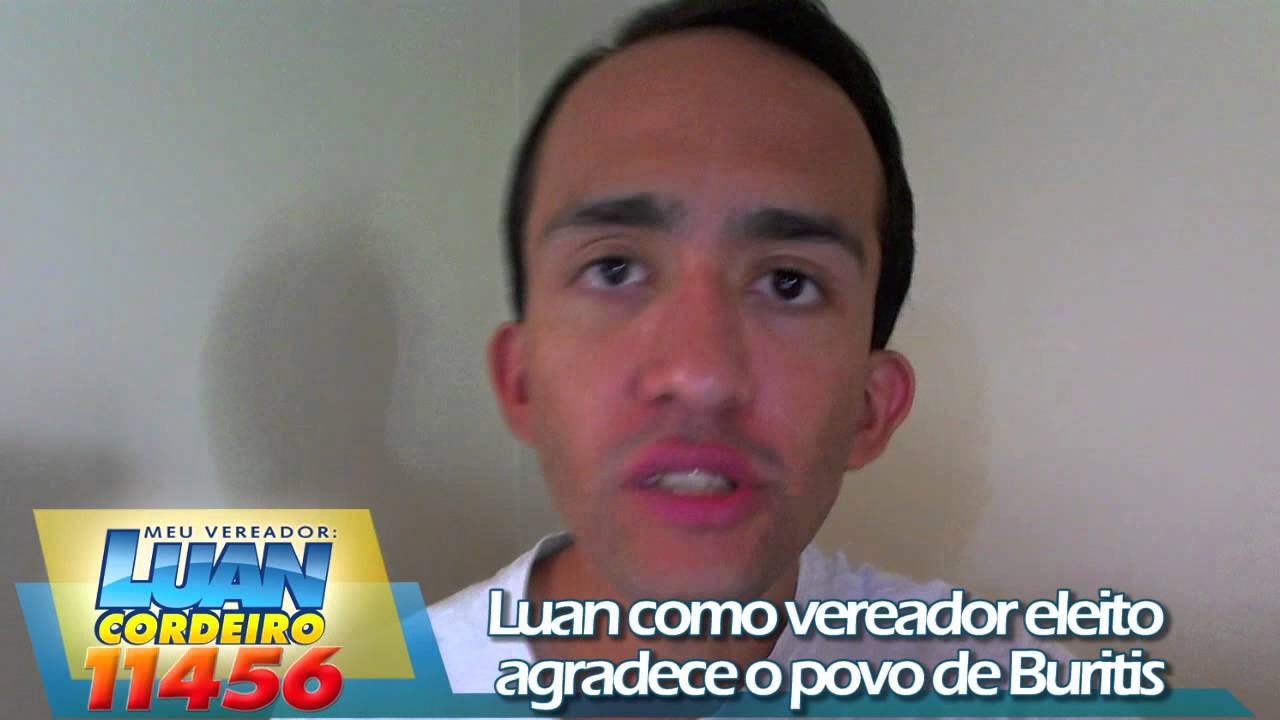 LUAN CORDEIRO é eleito vereador e agradece votos. - YouTube