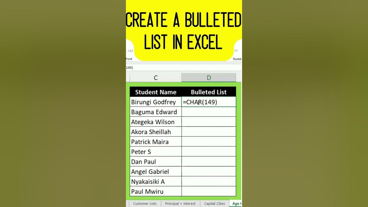 How To Create A Bulleted List In Excel YouTube how-to-create-a-bulleted-list-in-excel-youtube