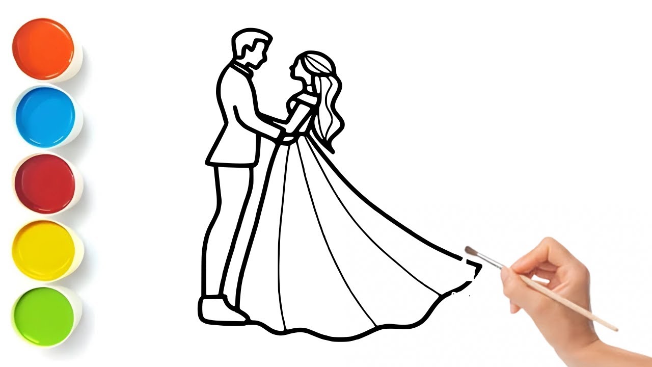 How to Draw a Romantic Wedding Couple 👰🤵 | Easy Step-by-Step Tutorial ...