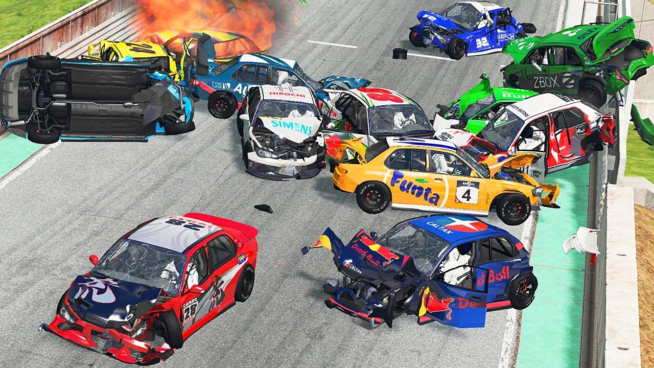 Massive Racing Pileup Crashes #1 | BeamNG Drive - YouTube