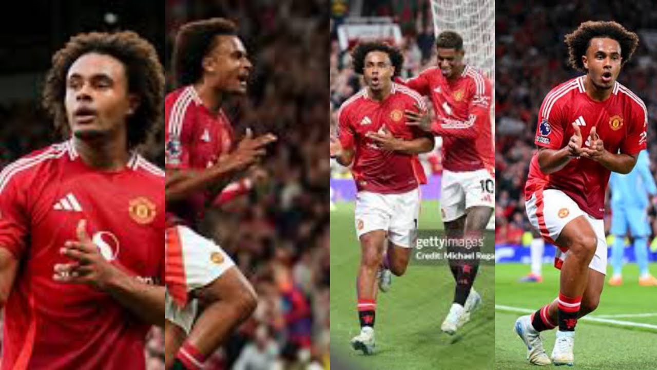 Zirkzee celebrates against Leicester - YouTube