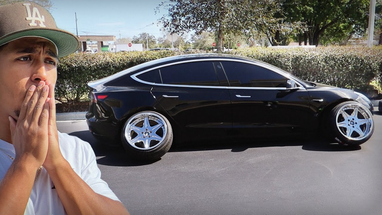 Taywavy Puts Wheels On The First CAMBERED & STANCED TESLA - YouTube