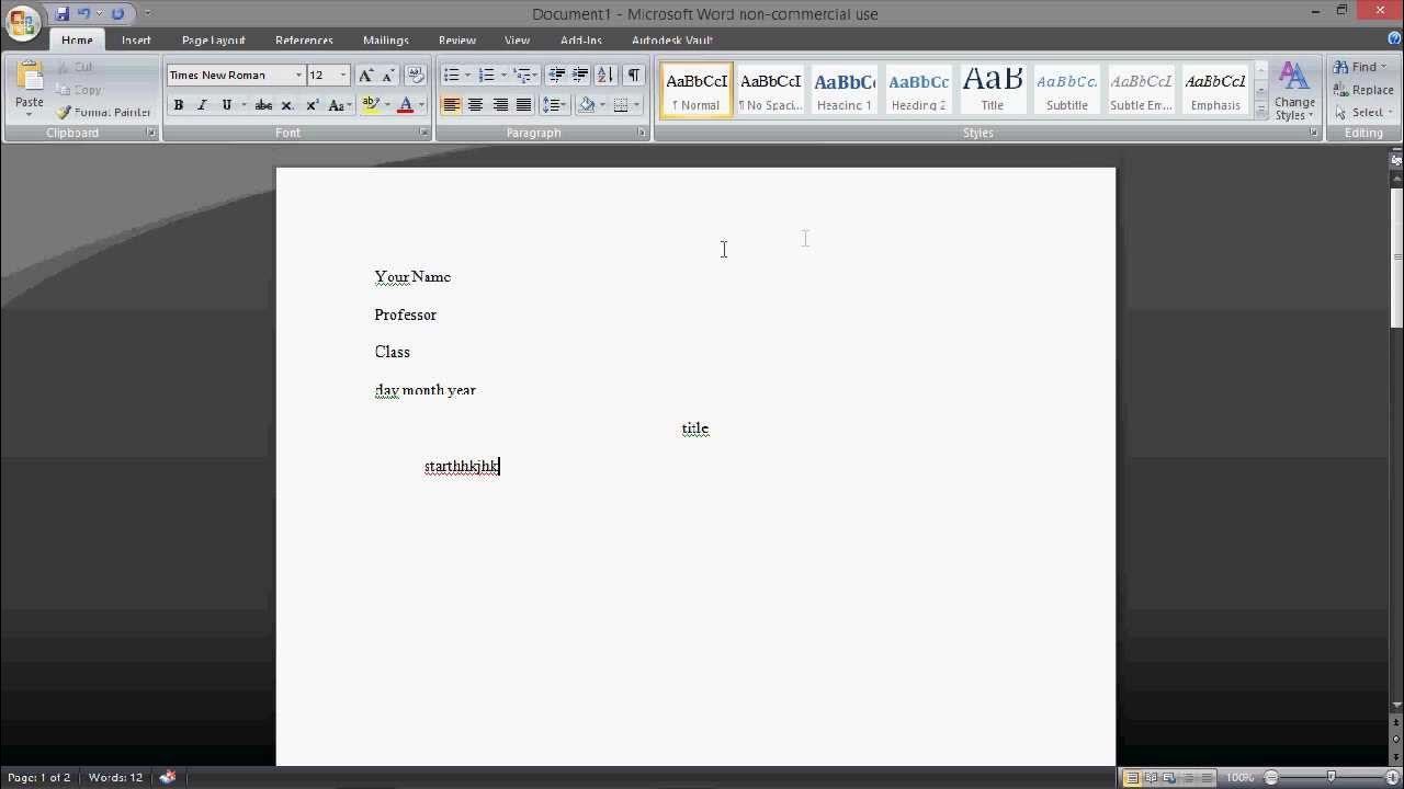 Microsoft Word: How to Set Up MLA Format 2013 - YouTube