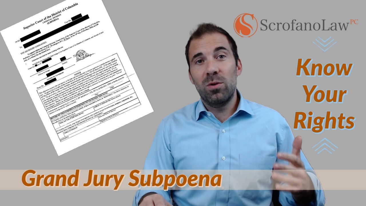 Subpoenaed to a Grand Jury | DC Material Witness Lawyer | Scrofano Law PC - YouTube