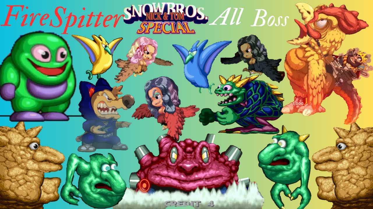 Snow Bros Nick &Tom Special [Fire Spitter] All Boss - YouTube
