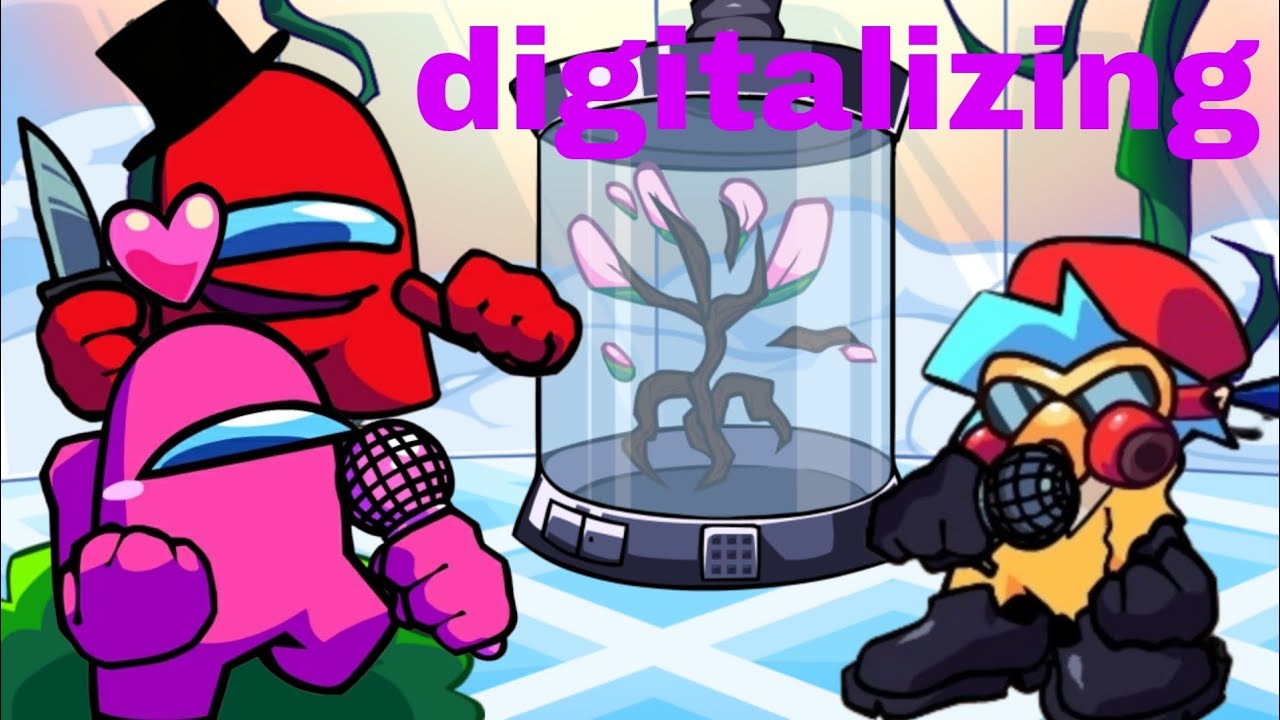 fnf digitalizing but pink and red mungus and bf sings it - YouTube