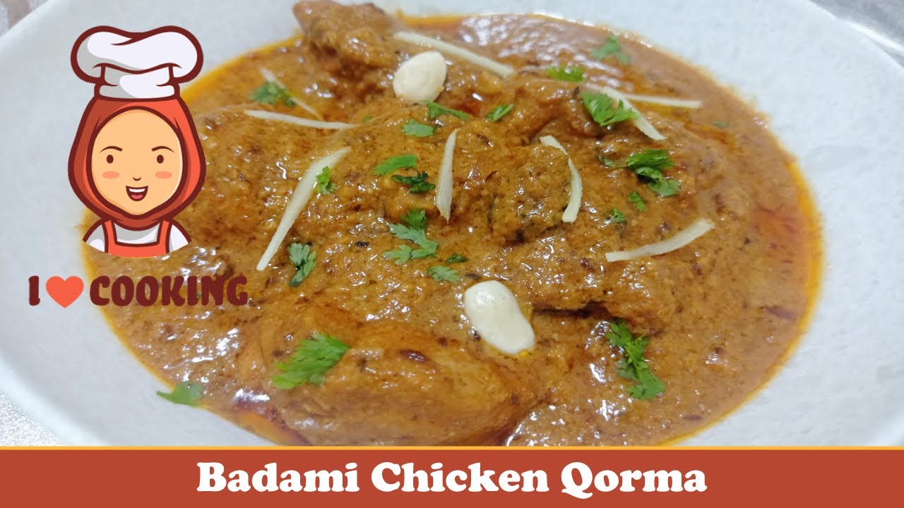 Badami Chicken Qorma Recipe | White Chicken Qorma Recipe - YouTube