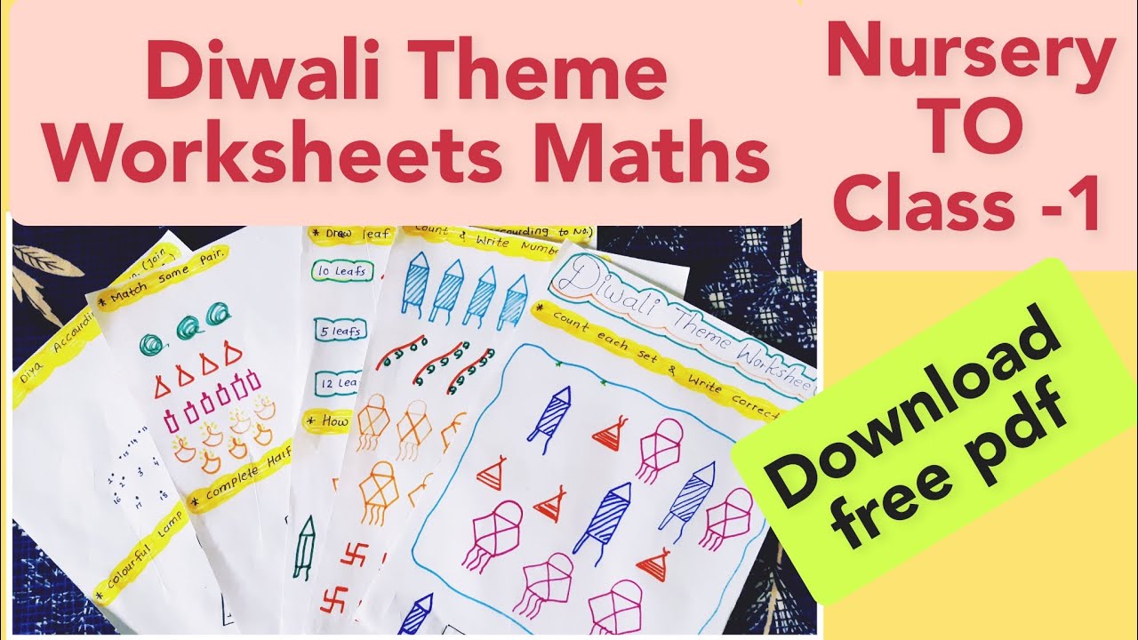Diwali Theme Worksheets Maths for Nursery to class -1/Diwali DIY ...