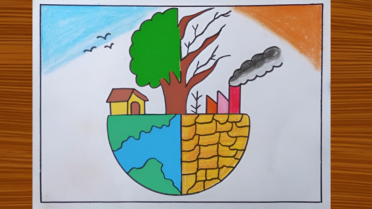 world environment day drawing | Drawing environment easy | Pollution ...