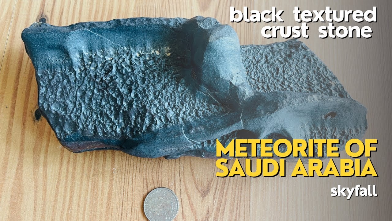 21. Meteorite of Saudi Arabia, Black Textured Crust Stony Meteorite ...