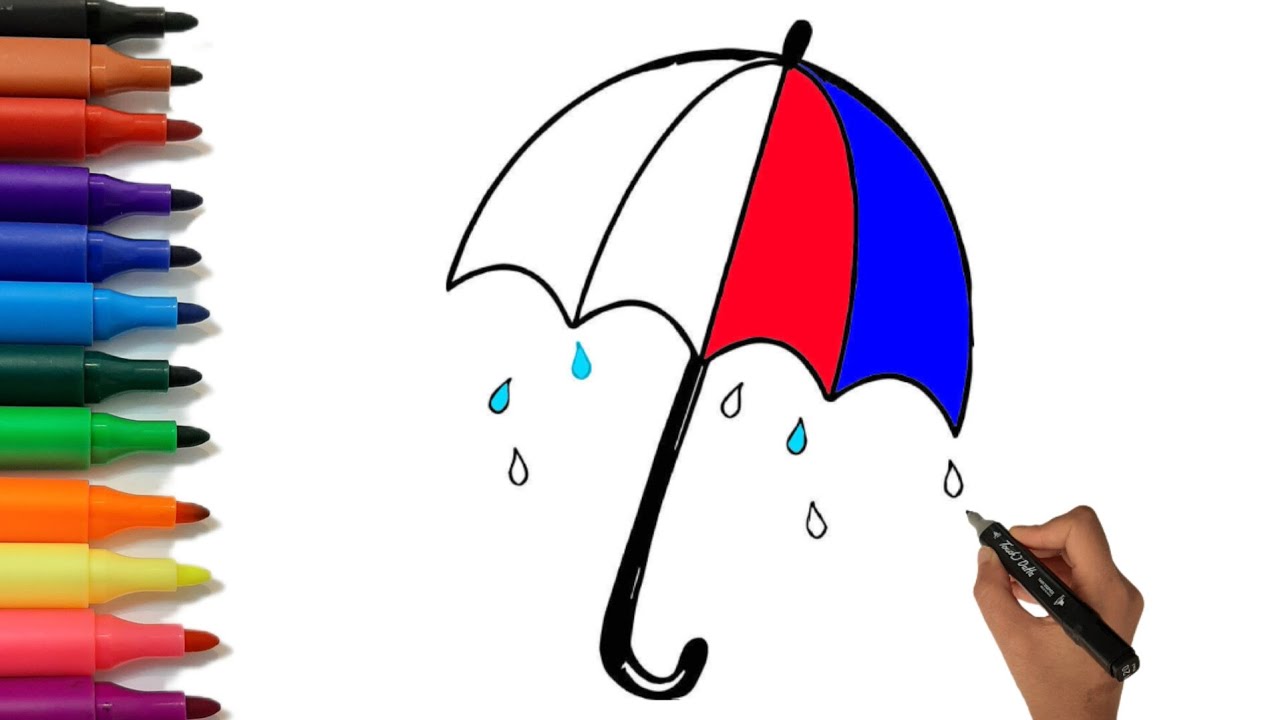 learn how to draw an umbrella easy drawing for kids and toddlers - YouTube