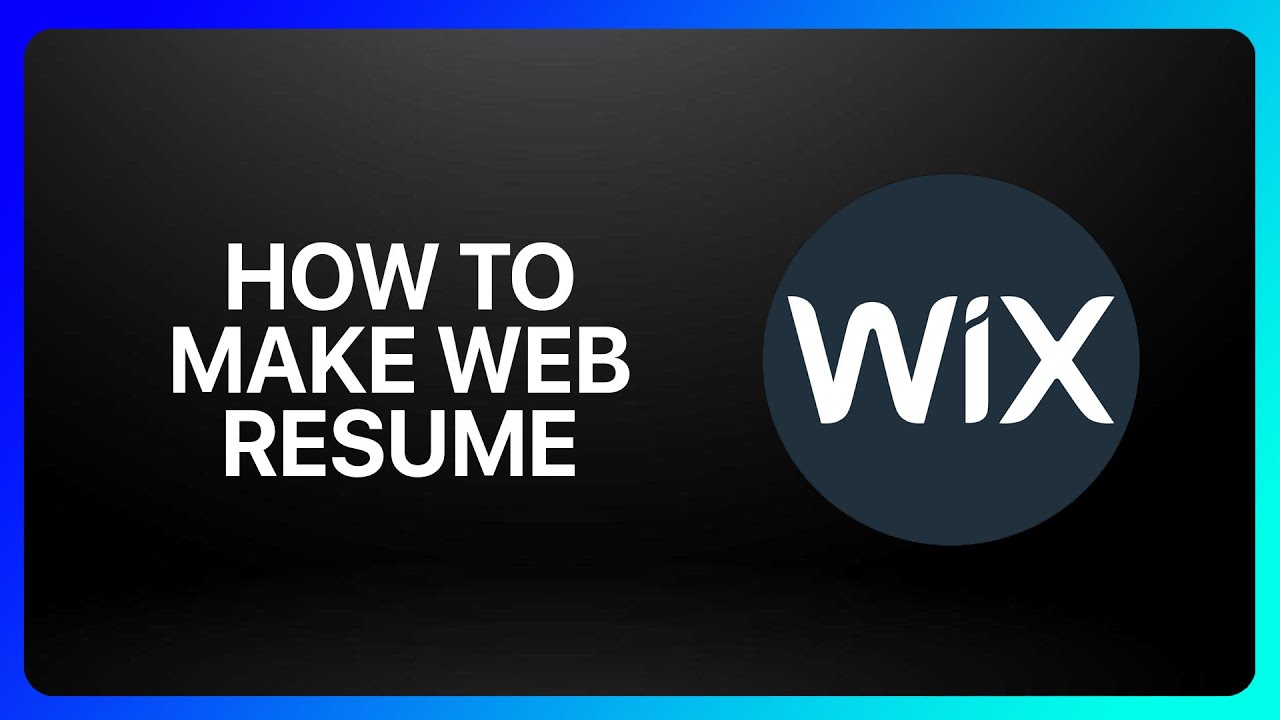 How To Make Web Resume In Wix Tutorial - YouTube