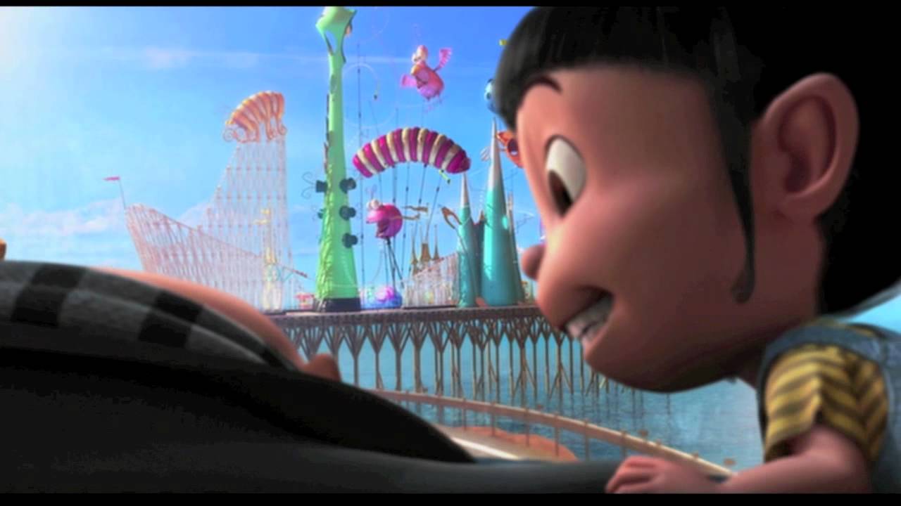 Despicable Me Gru drops girls off at theme park - YouTube