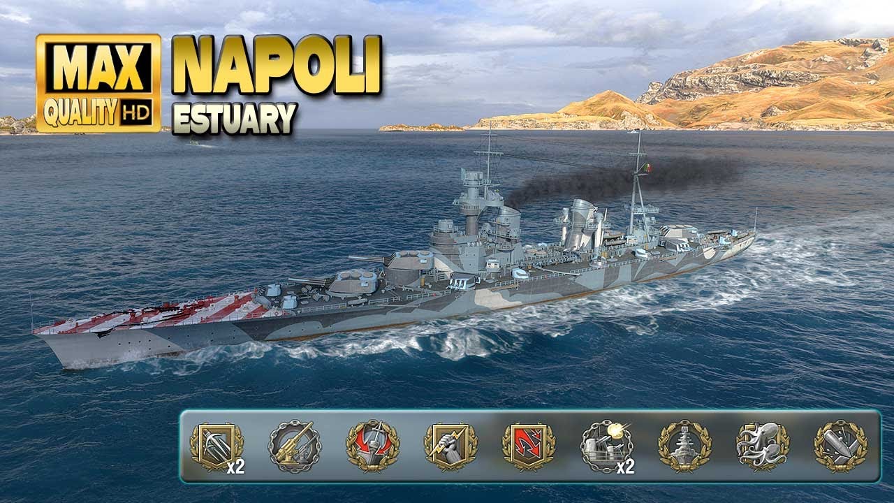 Cruiser Napoli: Action rich game on map Estuary - World of Warships ...