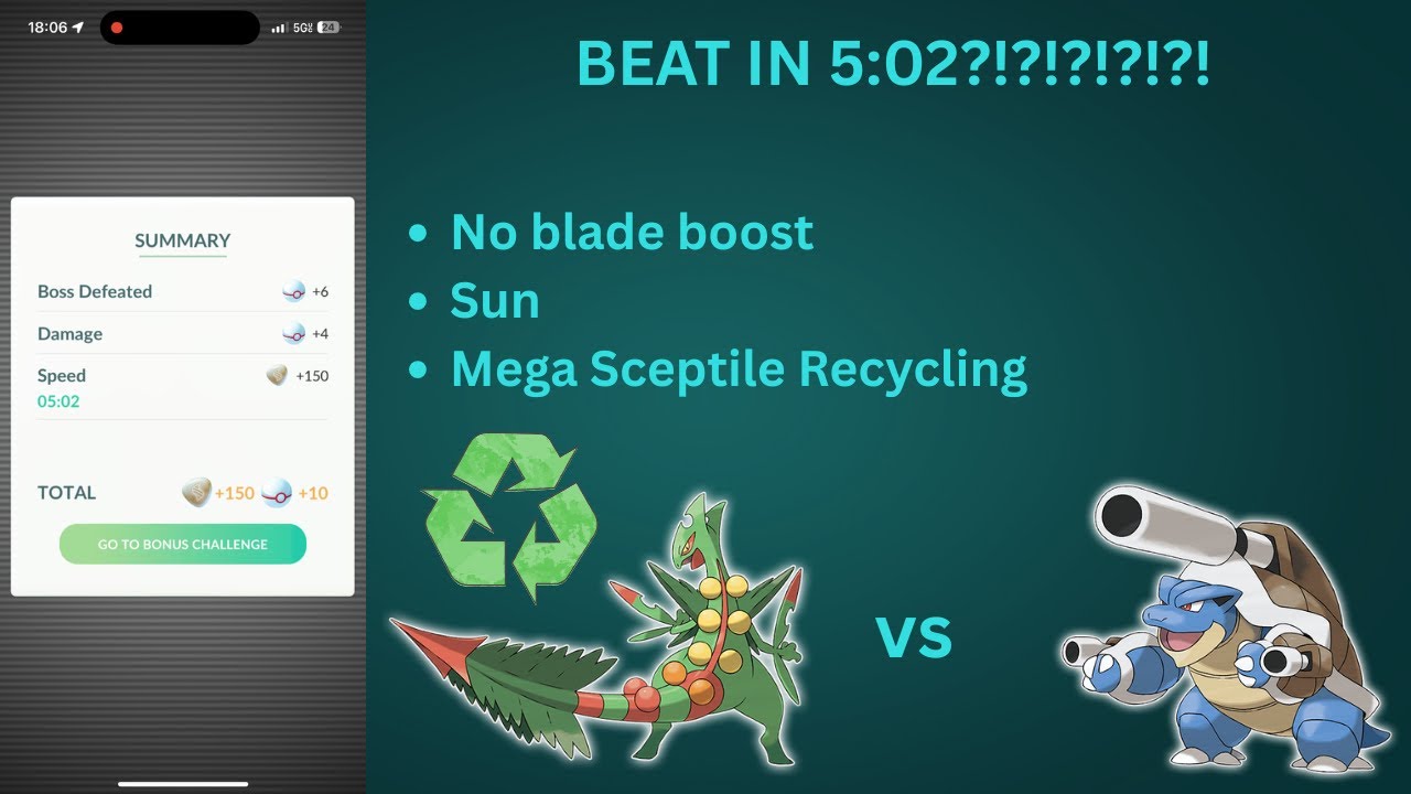 Mega Blastoise Solo (Water Gun/Skull Bash) w/ Mega Sceptile Recycling ...
