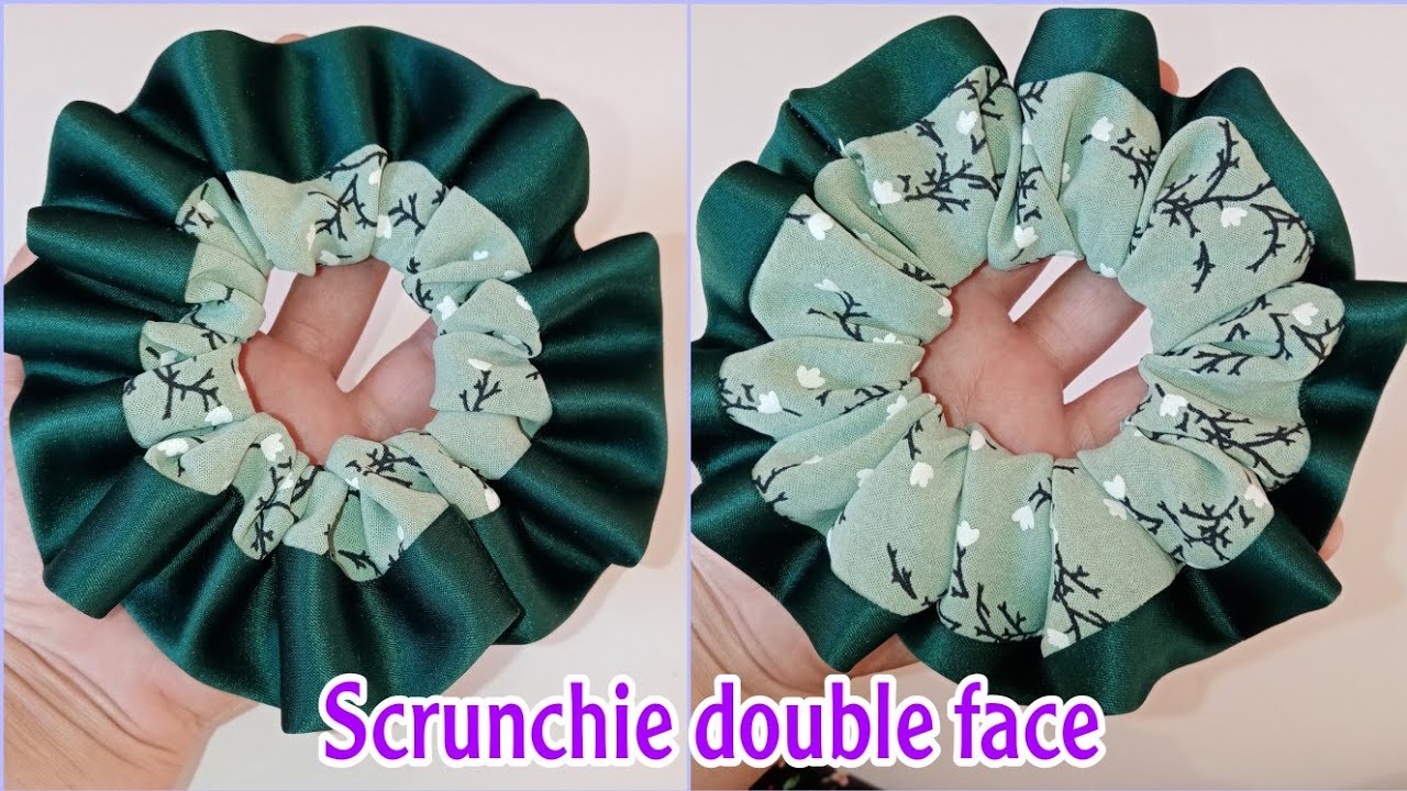 Scrunchie 2in1 🎀 how to make a Scrunchie double face 💖💖at home 🌼 diy ...