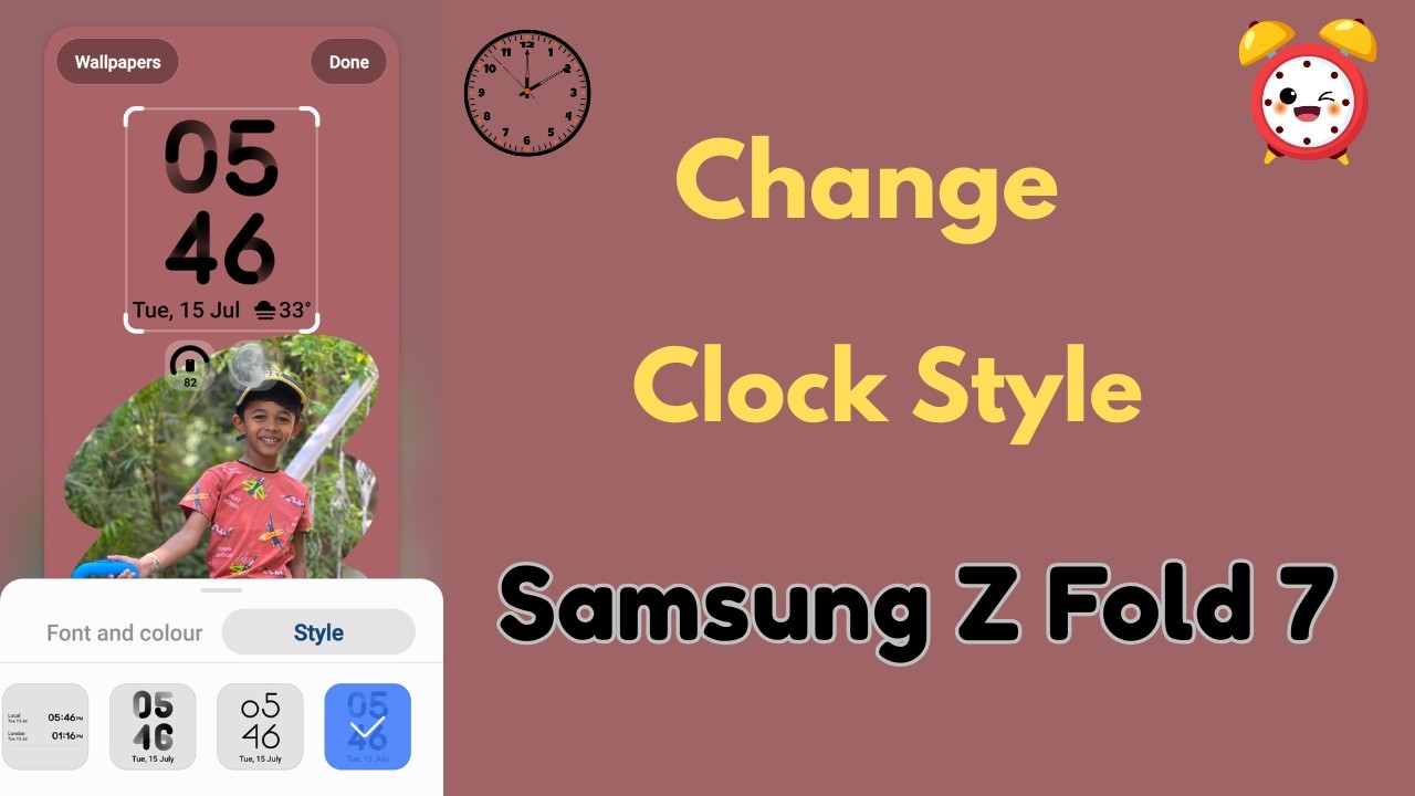 How to Change Clock Style in Samsung Z Fold 7 Lock Screen | Change ...