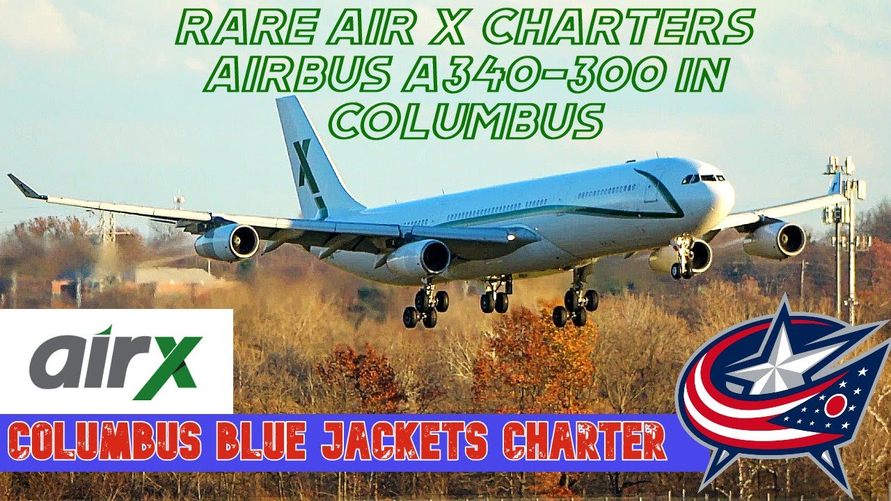 RARE Air X Blue Jackets Airbus A340 Charter 9H-BIG, Tri Jets Arrive at ...