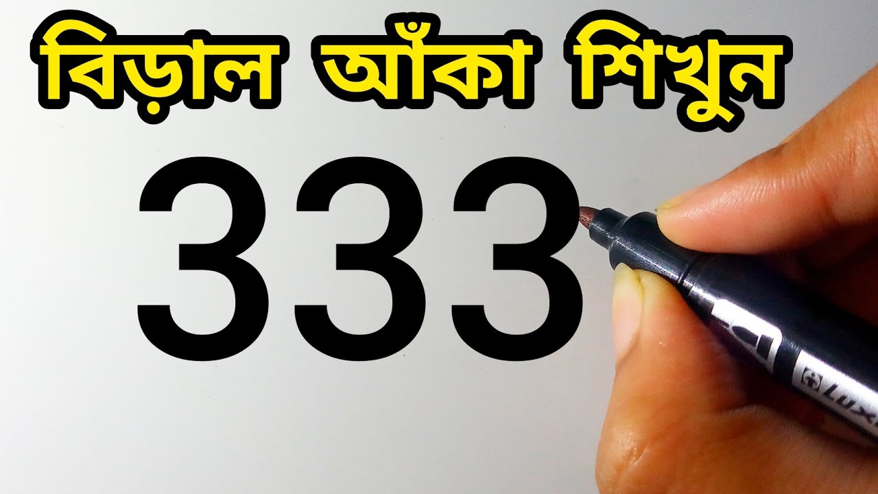 Cat drawing | how to draw Cat from number 333 | number drawing|How to ...