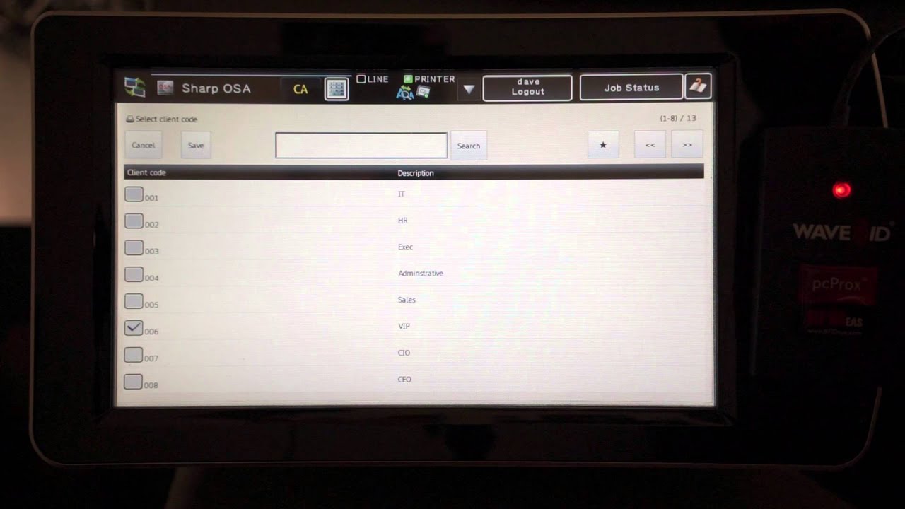 Pcounter for Sharp OSA - Advanced Client Code Login Workflow - YouTube