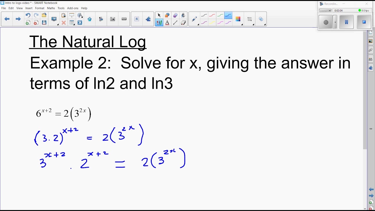 Gr 12 Video 9 Eg involving ln - YouTube