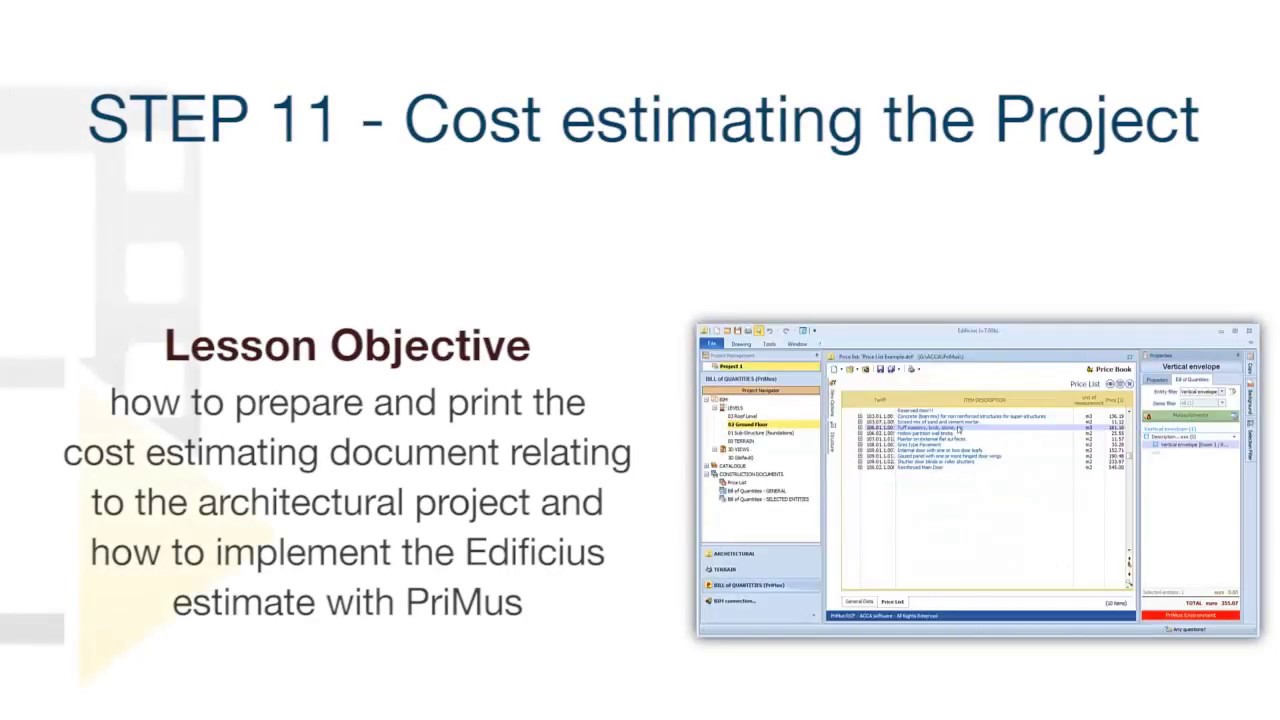 Edificius Tutorial - The Project's Cost Estimate - ACCA software - YouTube
