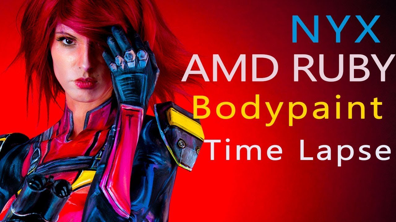 Quake Champions! Ruby as Nyx! Bodypaint Time Lapse + Quakecon 2017 ...
