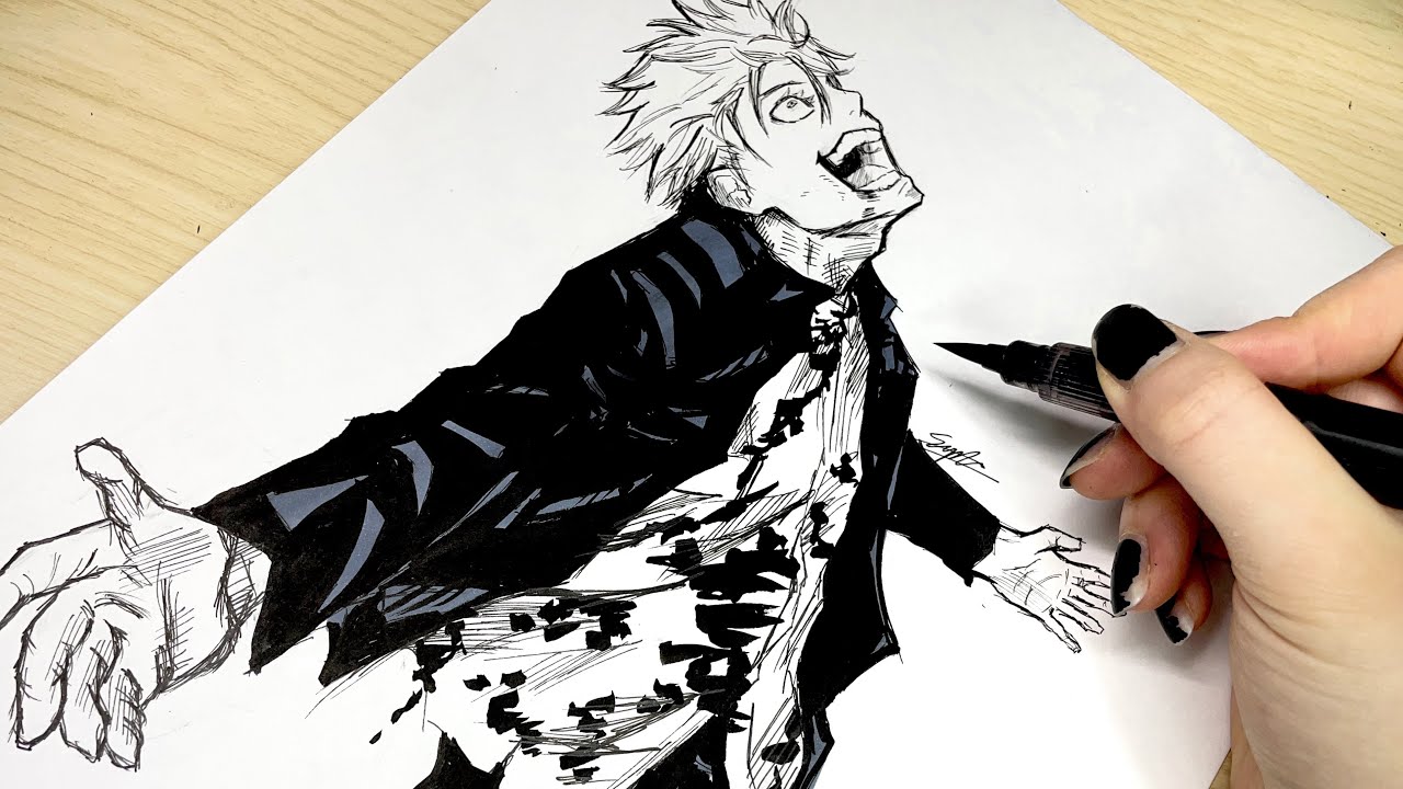 Drawing feral Gojo// JUJUTSU KAISEN - YouTube