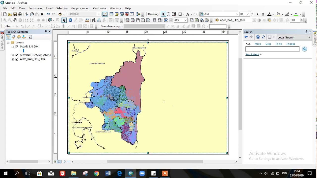 Tutorial Pembuatan Peta Administrasi Kabupaten Lampung Timur - YouTube