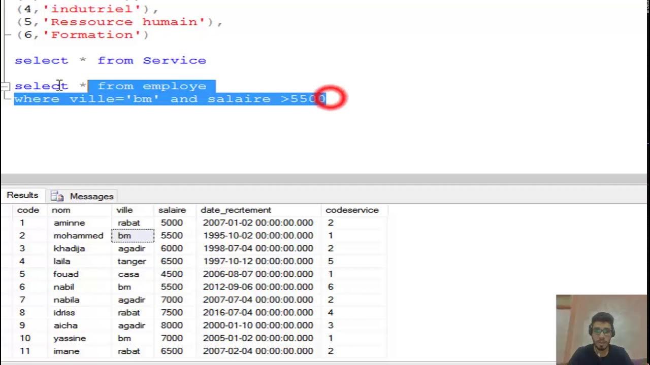 8#Cours SGBD1 SQL Server (L’opérateur logique And 'et' OR 'ou' ) Darija - YouTube