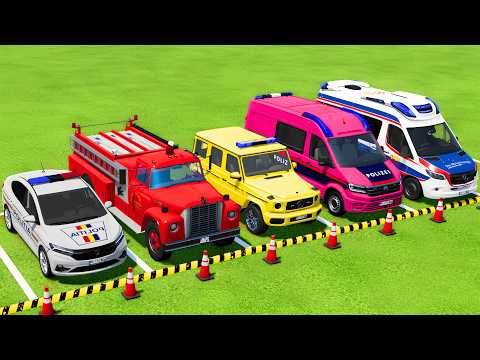 POLICE CARS, FIRE DEPARTMENT, AMBULANCE VEHICLES TRANSPORTING WITH MAN TRUCKS ! Farming Simulator 22
