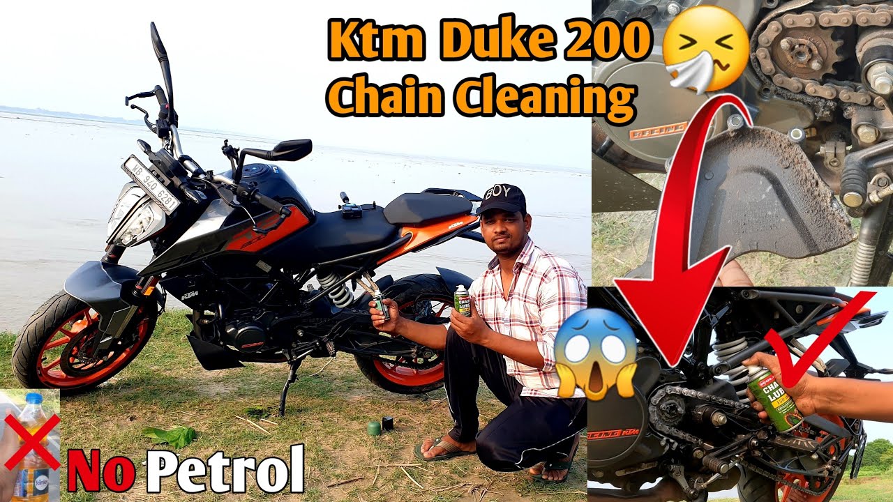 Ktm Duke 200 Chain Cleaning🤐 | How To Bike Chain Cleaning Kaise Kare😇 ...