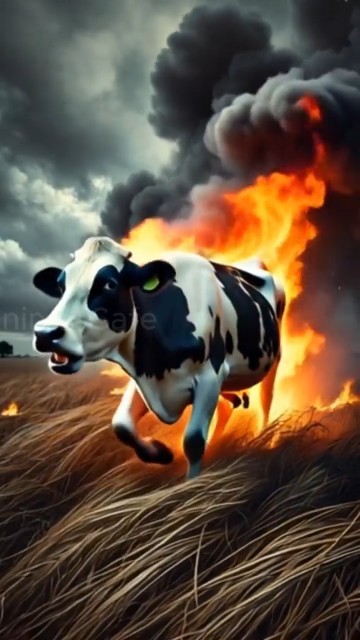 Terrifying Moment Burning Cow Runs Wild Need Help #cow #cute - YouTube
