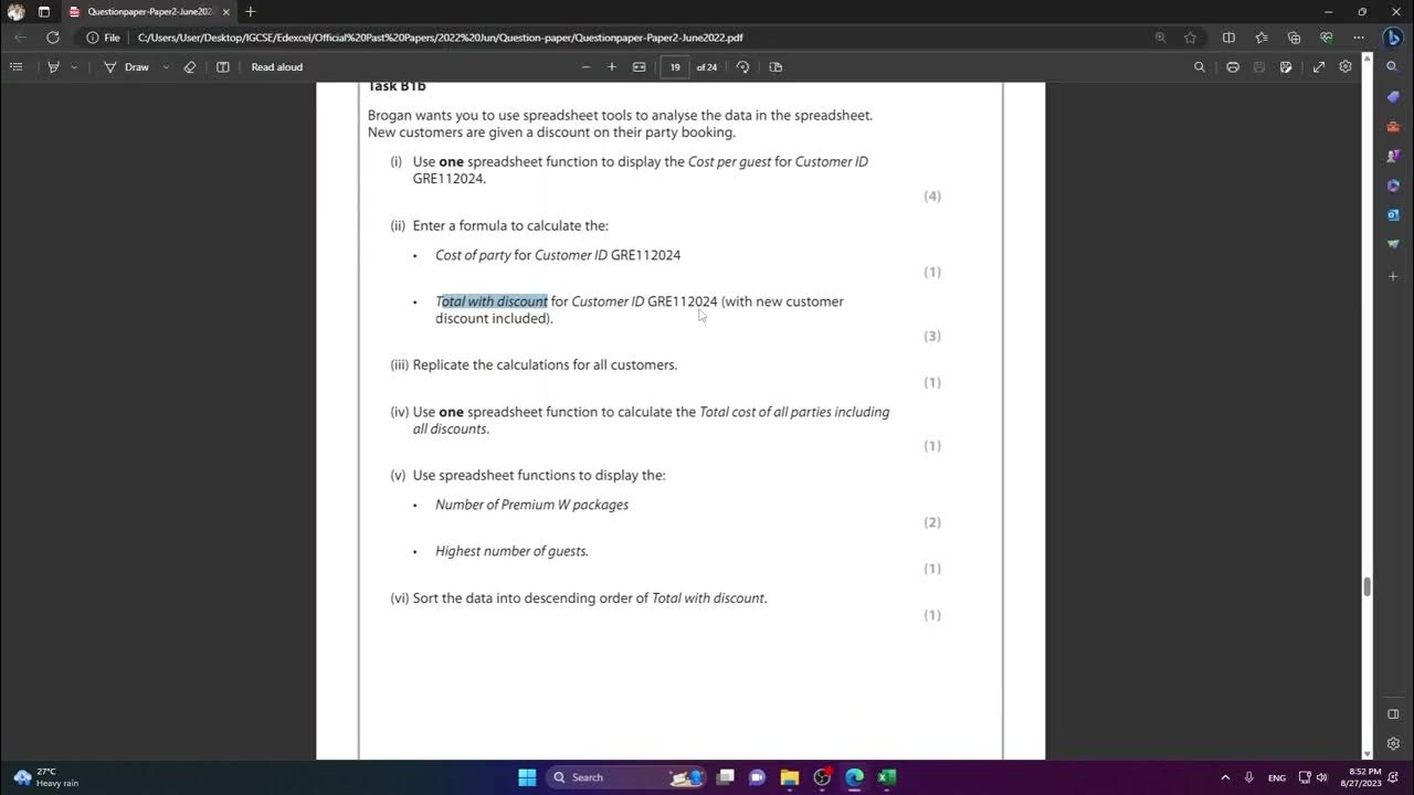 Spreadsheet | 2022 JUN | Edexcel IGCSE ICT Practical - YouTube