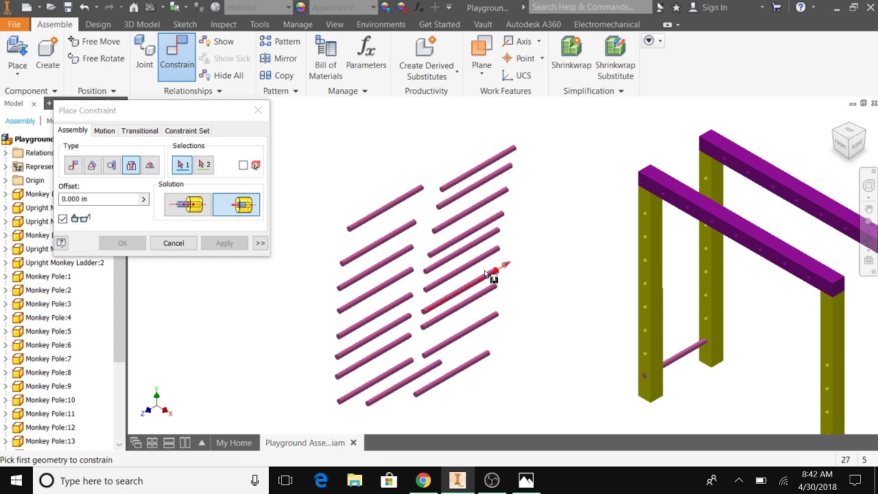 Autodesk Inventor Pro 2018 Playground (Assembly Part 2) - YouTube