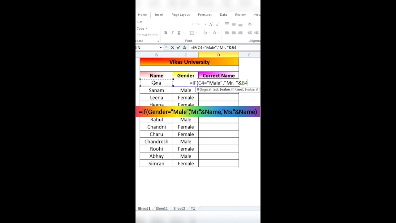 Trick To ADD Mr And Ms In Name In Excel shorts excel exceltips Trick To ADD Mr And Ms In Name In Excel shorts excel exceltips