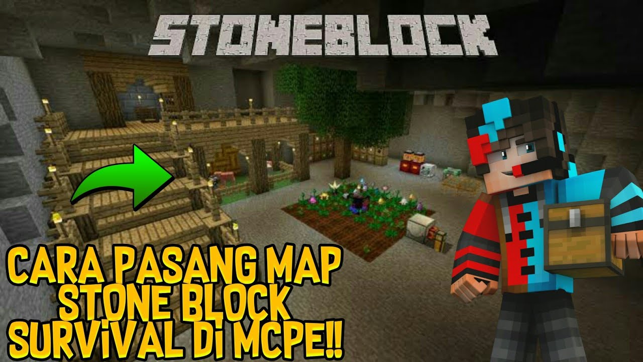 Cara Download+Pasang Map Stone Block Survival Di Mcpe! Mudah - YouTube