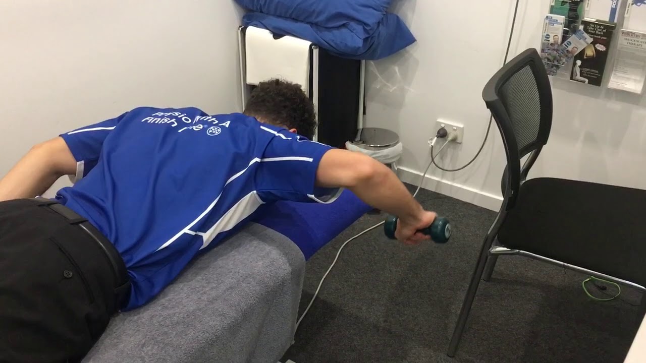 Supine scapular retractions with weighted internal/external rotation ...