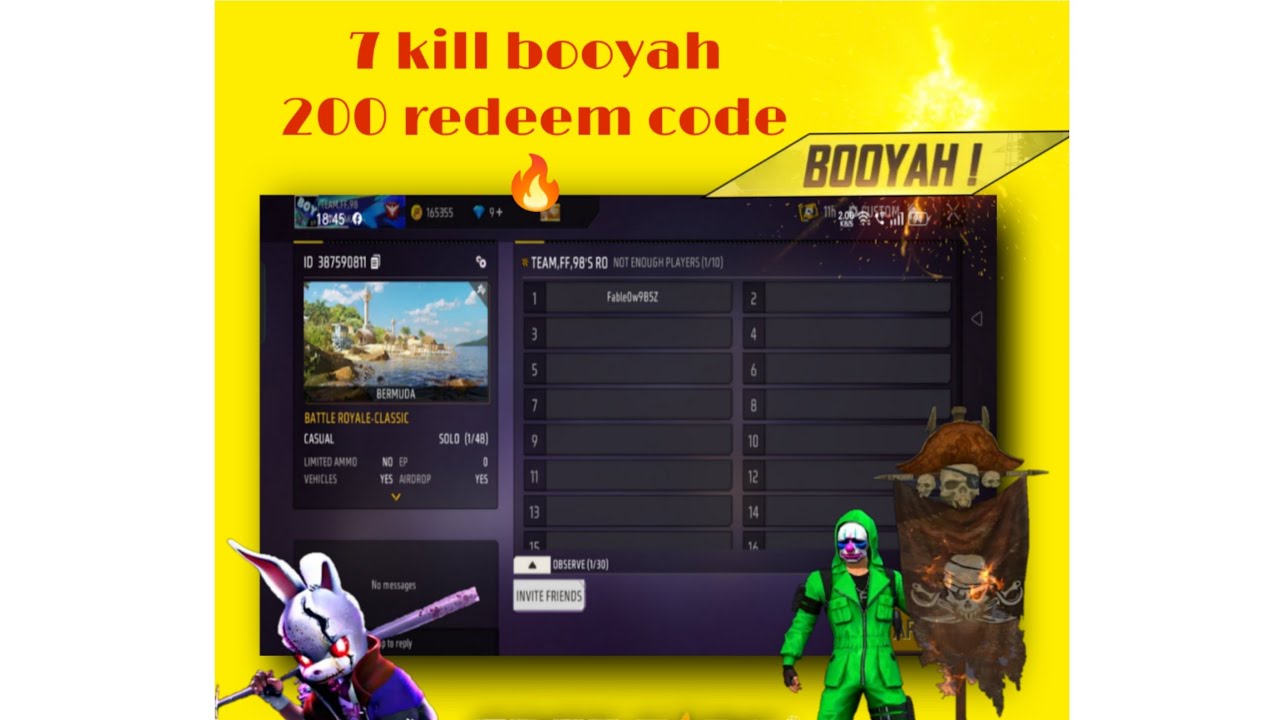 team ff 98 free fire live stream custom 7 kil boya 1000 redeem code 🔥 ...