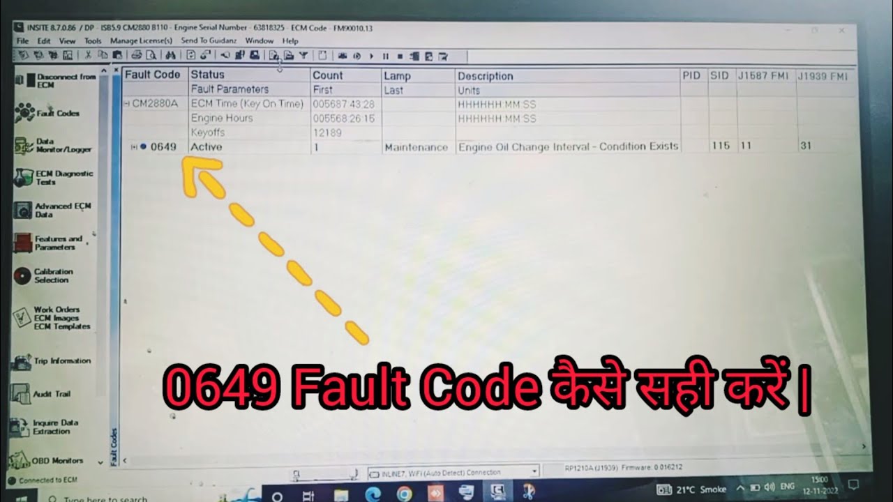 #Fault code 0649 || #Engine oil change Interval condition Exists 0649 ...
