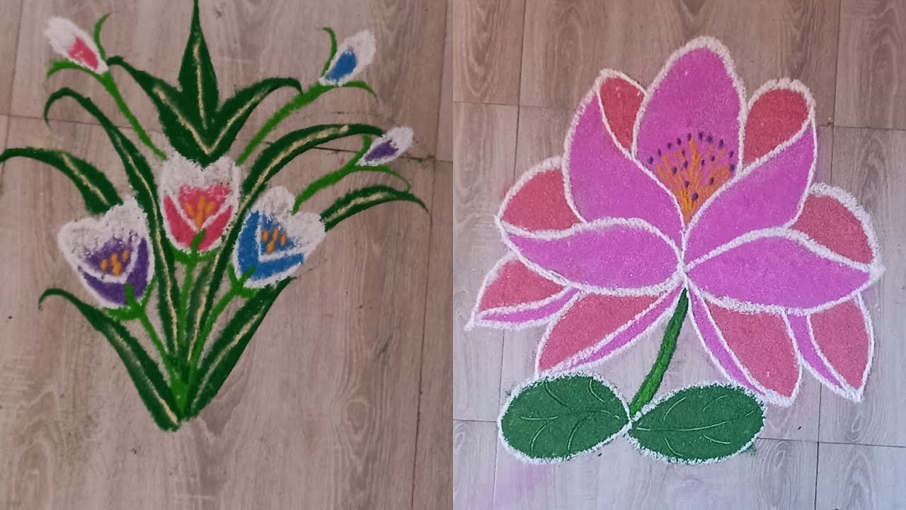 # kutty visha# # extrodinary flowers🌸🌺🌻🌹🌷🌼💐rangoli kolam#lotus rangoli ...