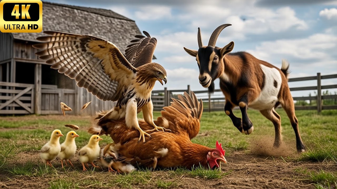 When a Goat Begs for Help to Save a Mother Chicken from a Hawk ...